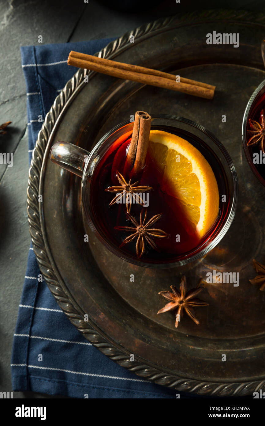 Spiced Homemade Mulled Wine with Orange and Cinnamon Stock Photo - Alamy