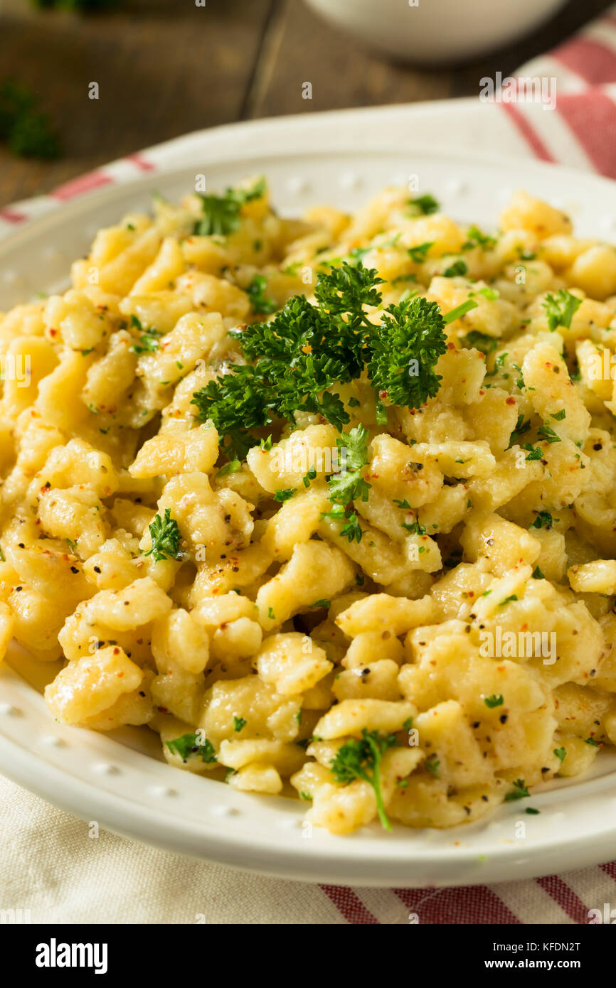 Savory Homemade German Spaetzle in a Butter Sauce Stock Photo - Alamy
