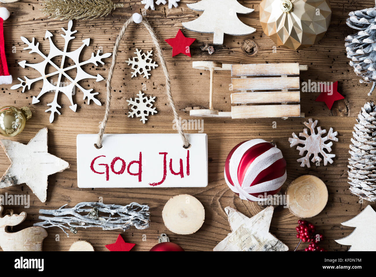 Signboard With Swedish Text God Jul Means Merry Christmas. Christmas ...