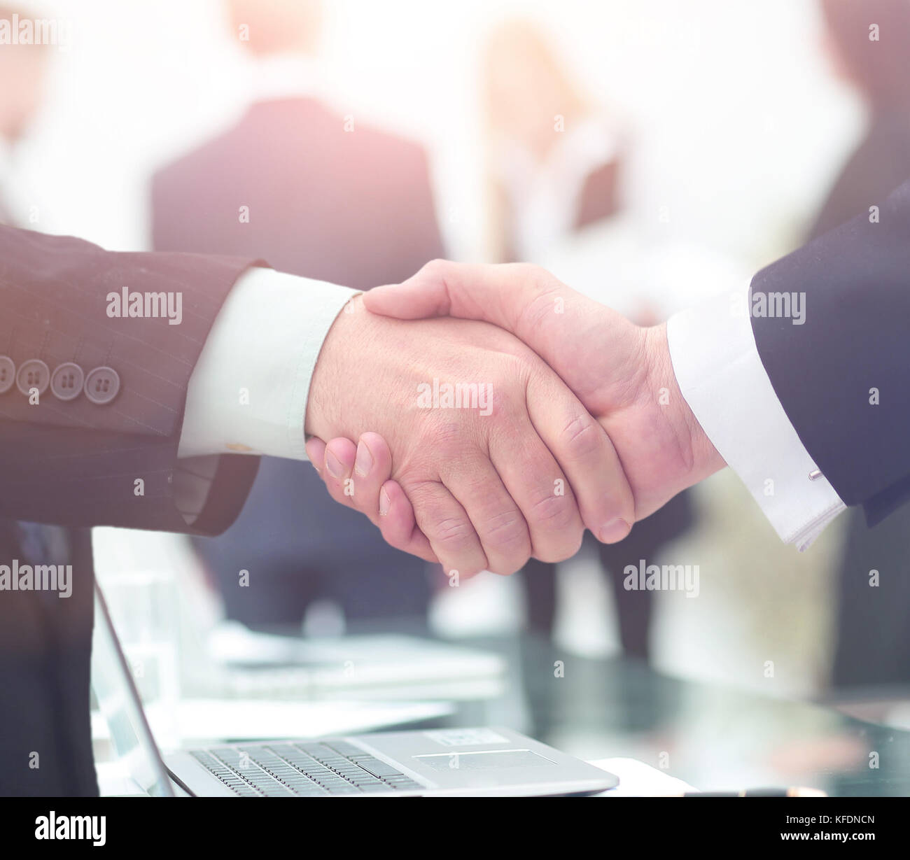Closeup of handshake as a sign of successful cooperation and interest ...
