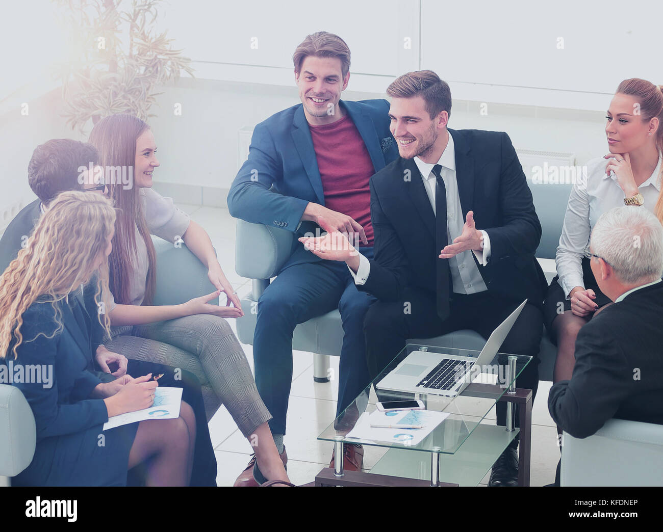 A group of successful business people. Discussion of the important ...