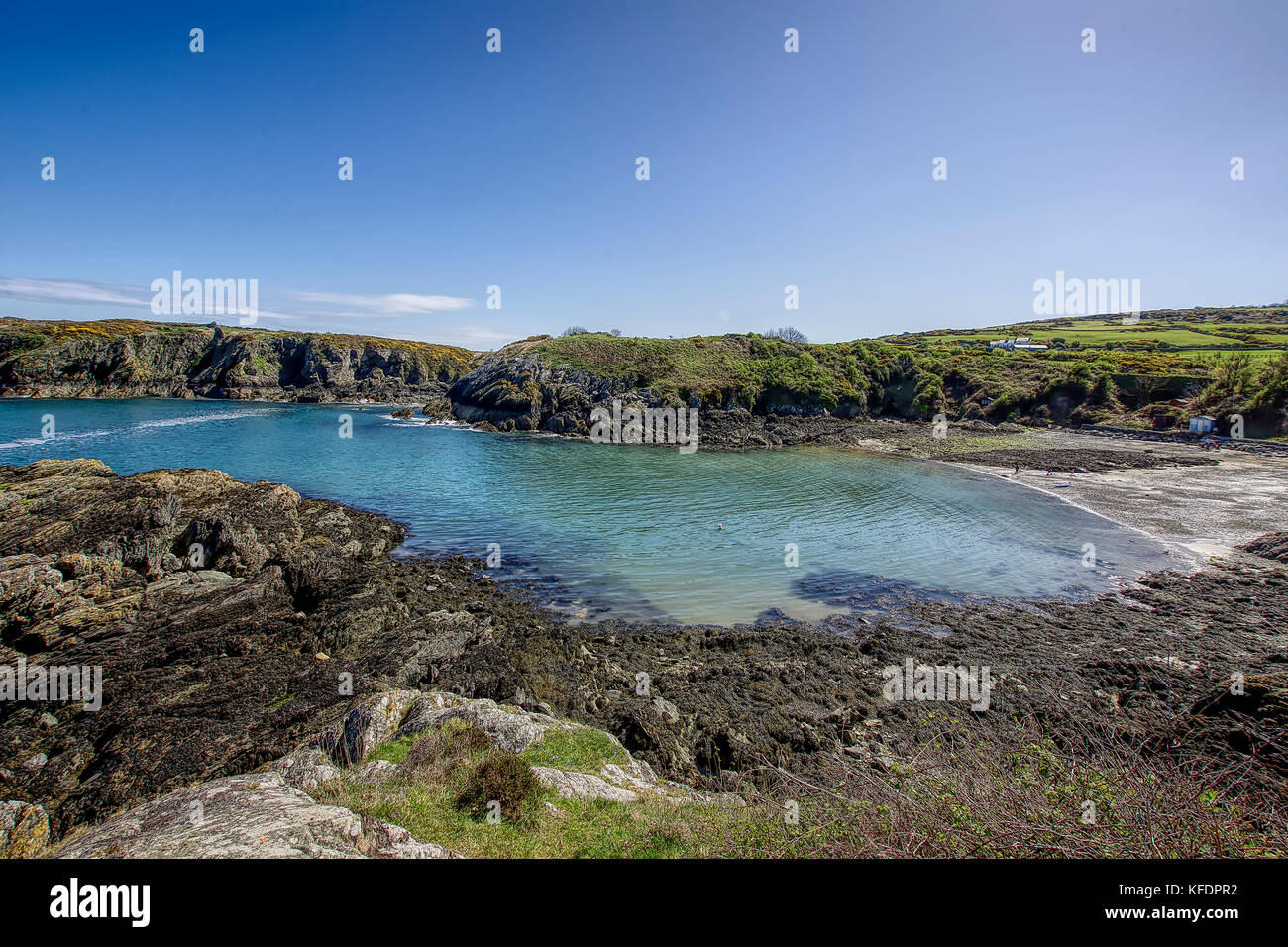 Beautiful Cemaes bay with sandy beach and turquoise water on Anglesey ...