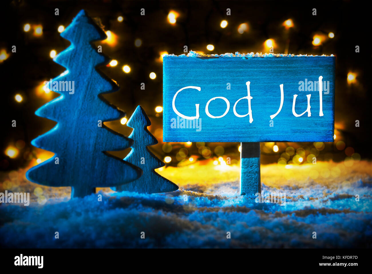Sign With Swedish Text God Jul Means Merry Christmas. Blue Christmas ...