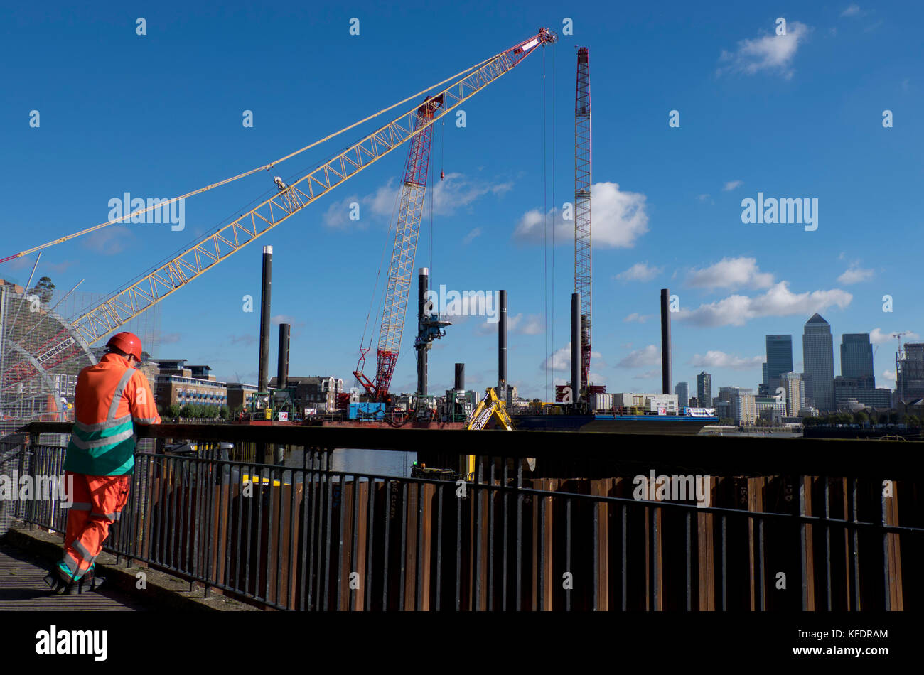 New drainage system in construction by river Thames at Wapping,London ...