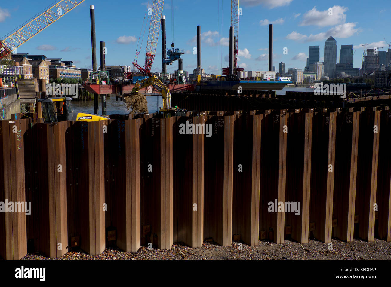 New drainage system in construction by river Thames at Wapping,London ...