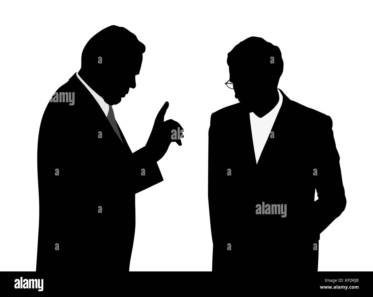 Boss giving order instruction or warning his employee worried with ...