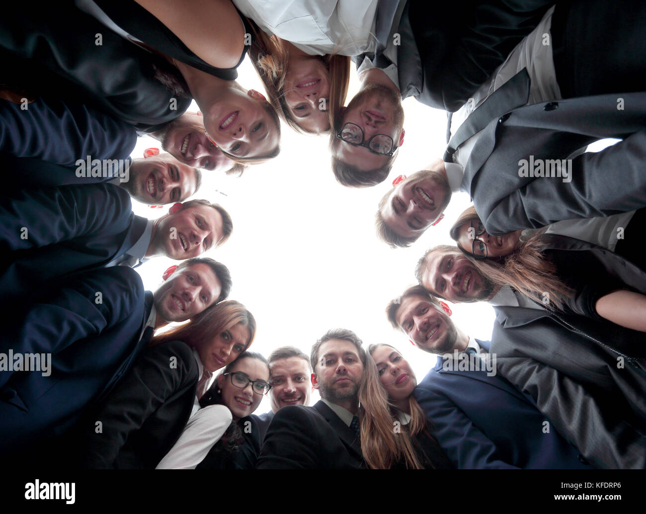 bottom view.the concept of team building. large business team is ...