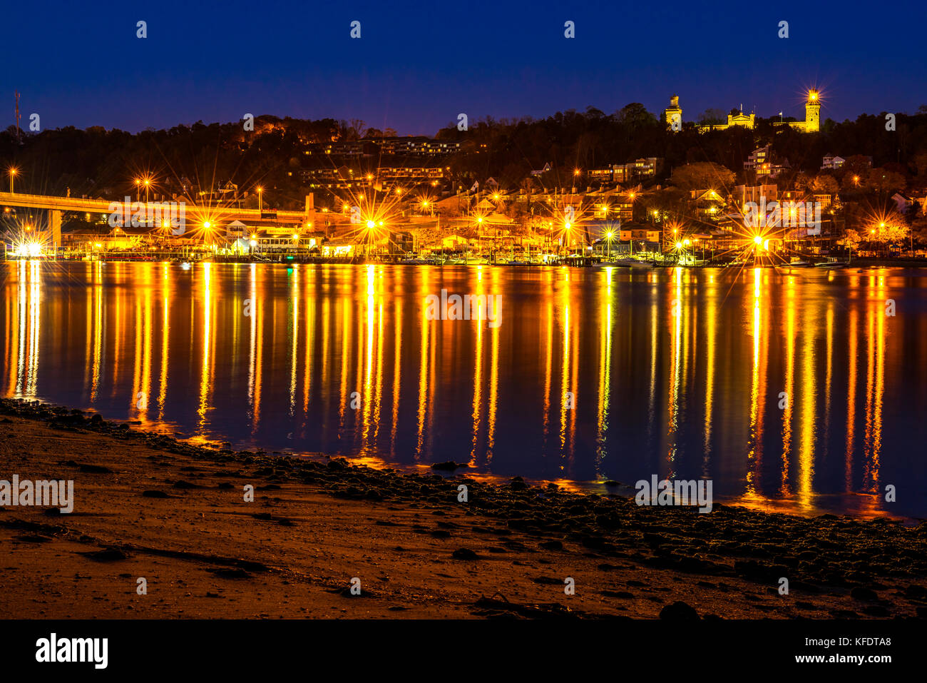 Night view of Sandy Hook Bay from Gateway National Recreation Area in ...