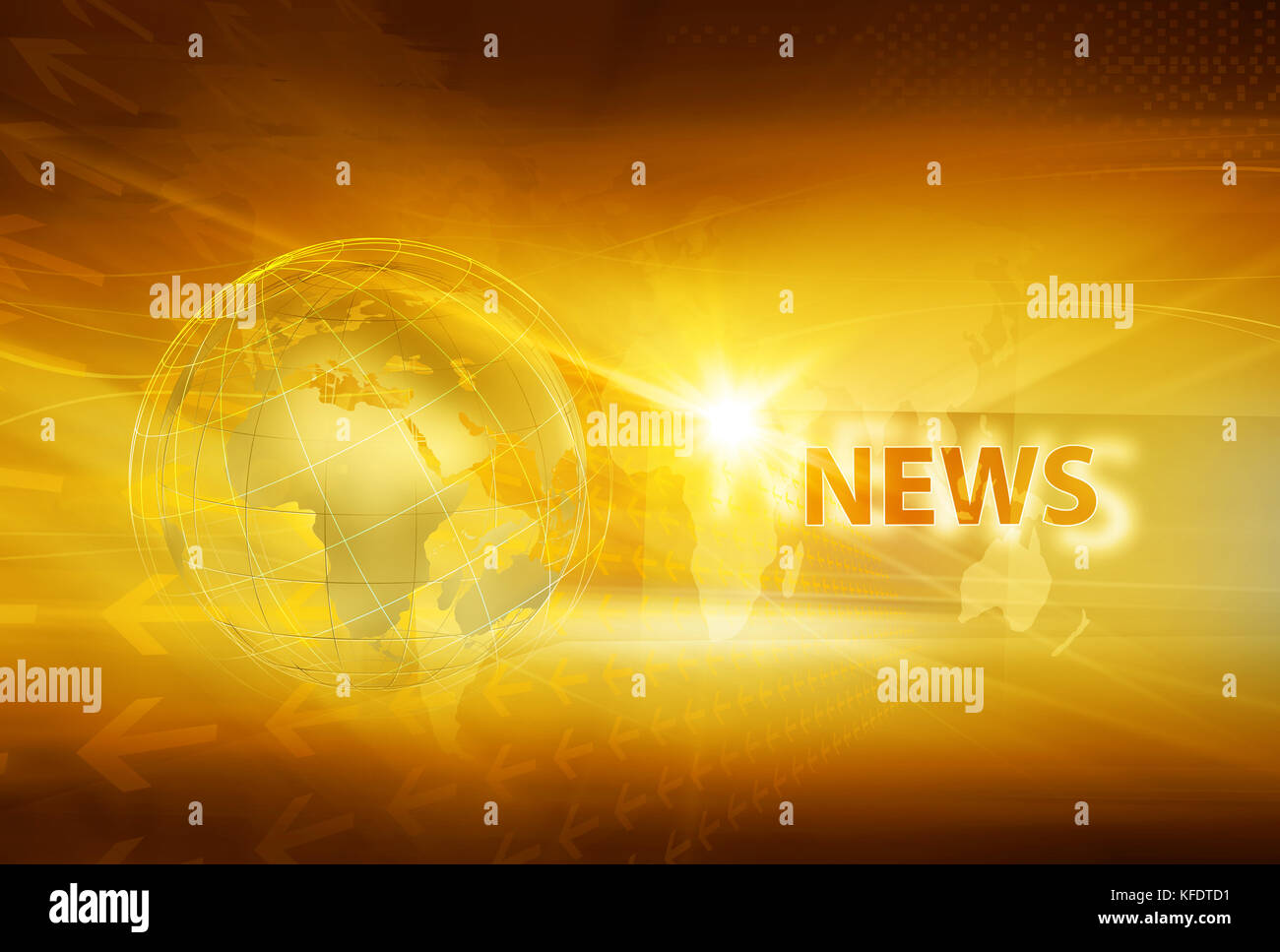 Graphical News Background with World Map and Earth Globe Stock Photo ...