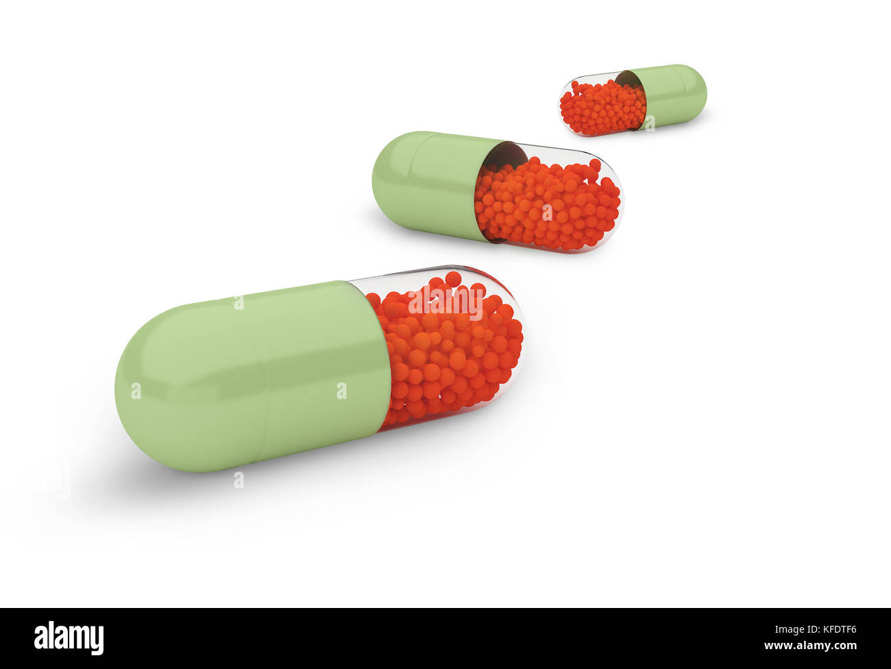 Three Pills Isolated on White Background, 3D Render. Selection Path ...