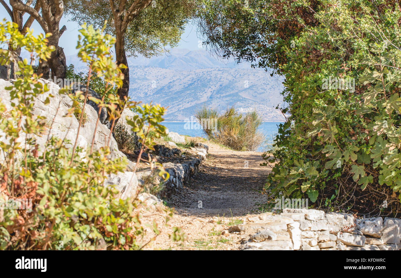 Greece coast, calm blue water, rocks, mediterranean landscapes, Ionian ...