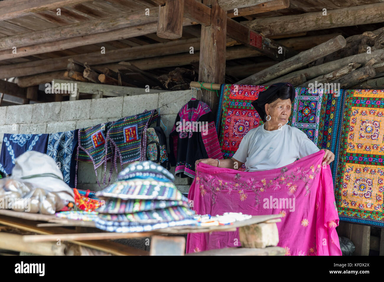 Stock Photo - Red Yao women famous about long hair, Huangluo Yao ...