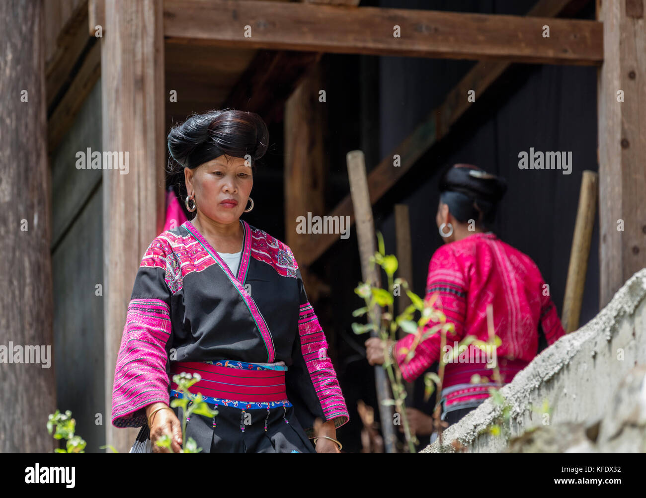 Stock Photo - Red Yao women famous about long hair, Huangluo Yao ...