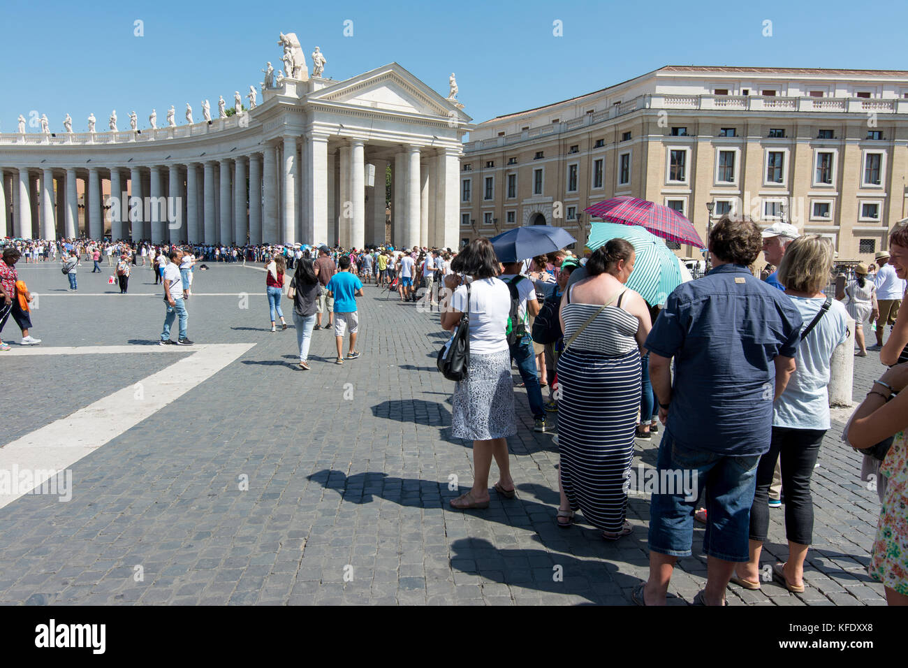 Vatican City - August 06, 2015: Long line of tourists in St. Peter's ...