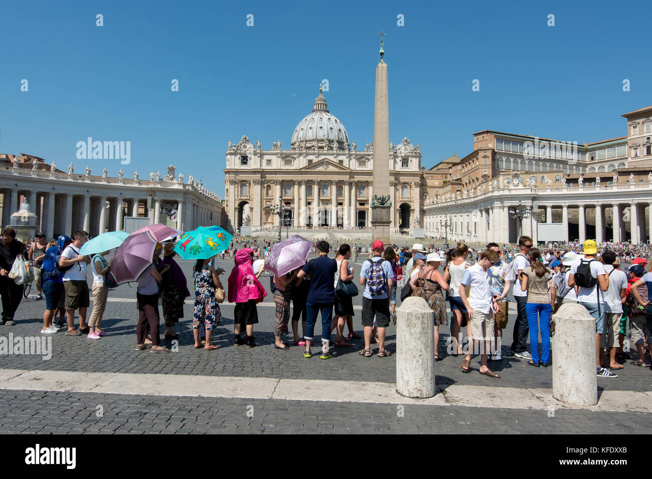 Vatican City - August 06, 2015: Long line of tourists in St. Peter's ...
