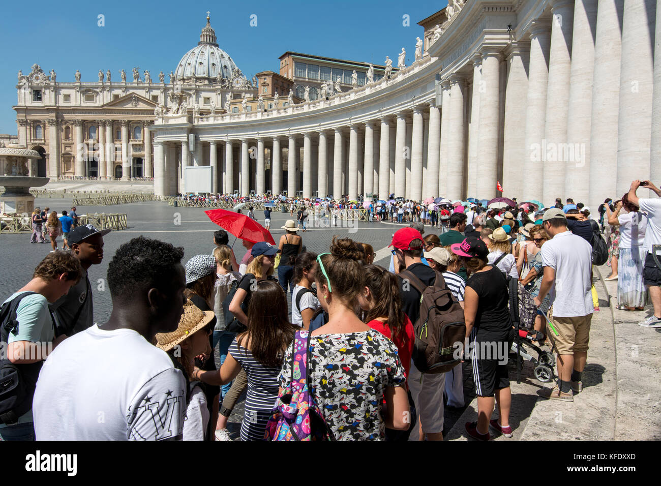Vatican City - August 06, 2015: Long line of tourists in St. Peter's ...
