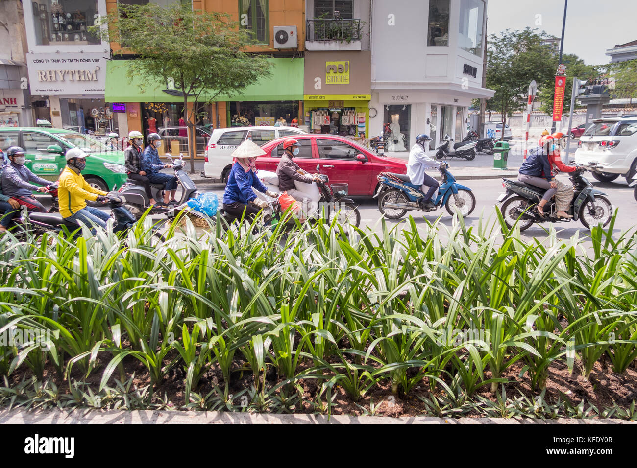 Traditional Vietnamese traffic in Ho Chi Minh city former Saigon in ...