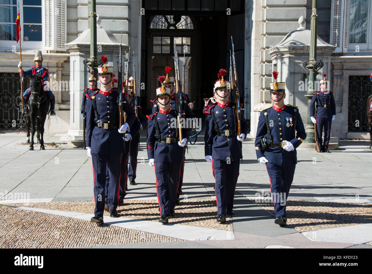 MADRID, SPAIN - OCT 30: Royal Guards participate in the Changing of the ...