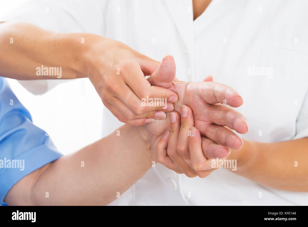 Close-up Of A Person Receiving Palm Massage By Physiotherapist Stock ...