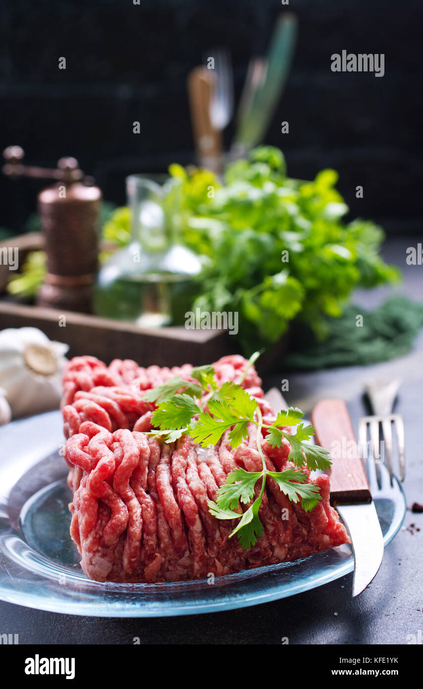 minced meat with salt and aroma spice Stock Photo - Alamy