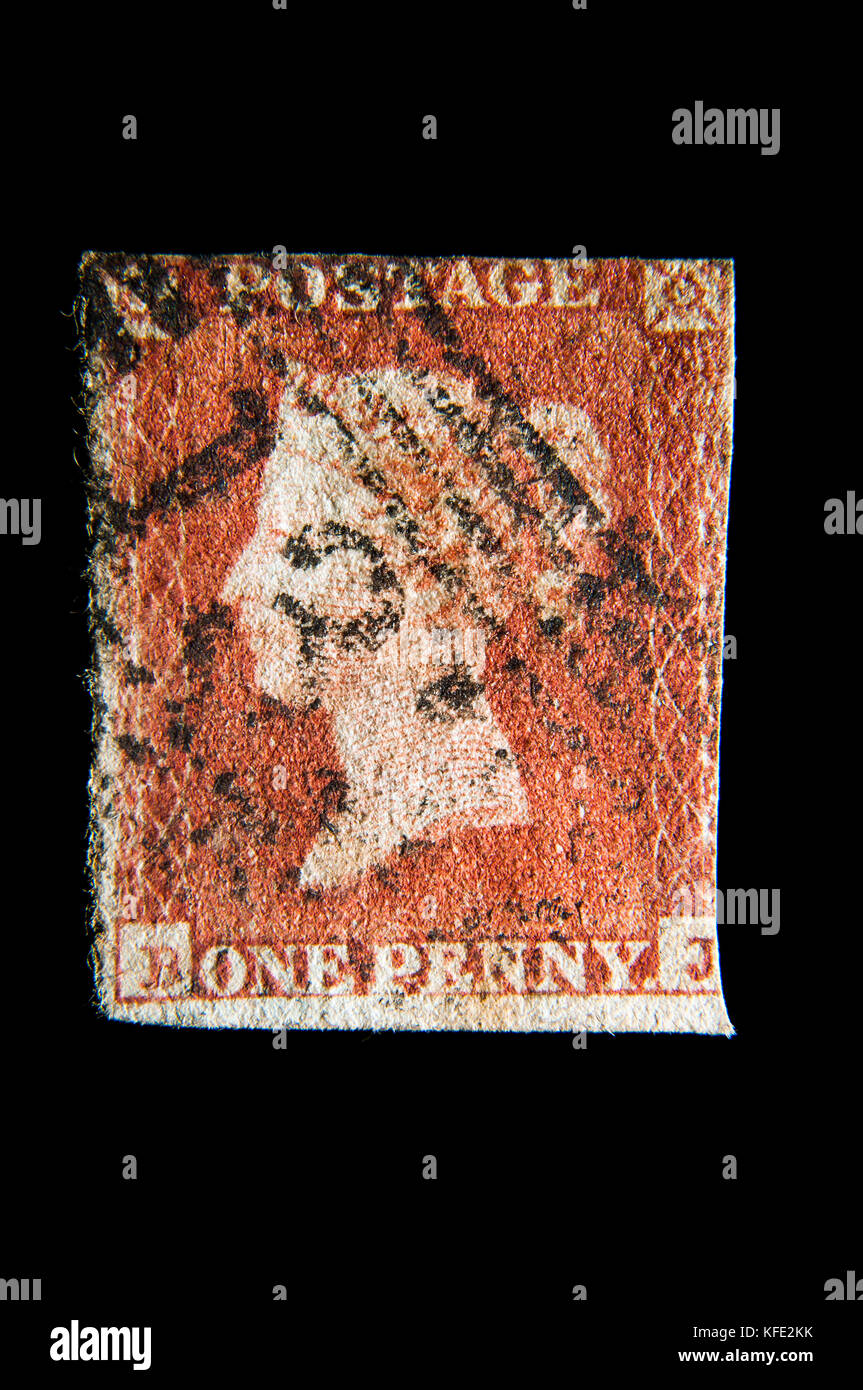1841 Queen Victoria penny red postage stamp Stock Photo - Alamy