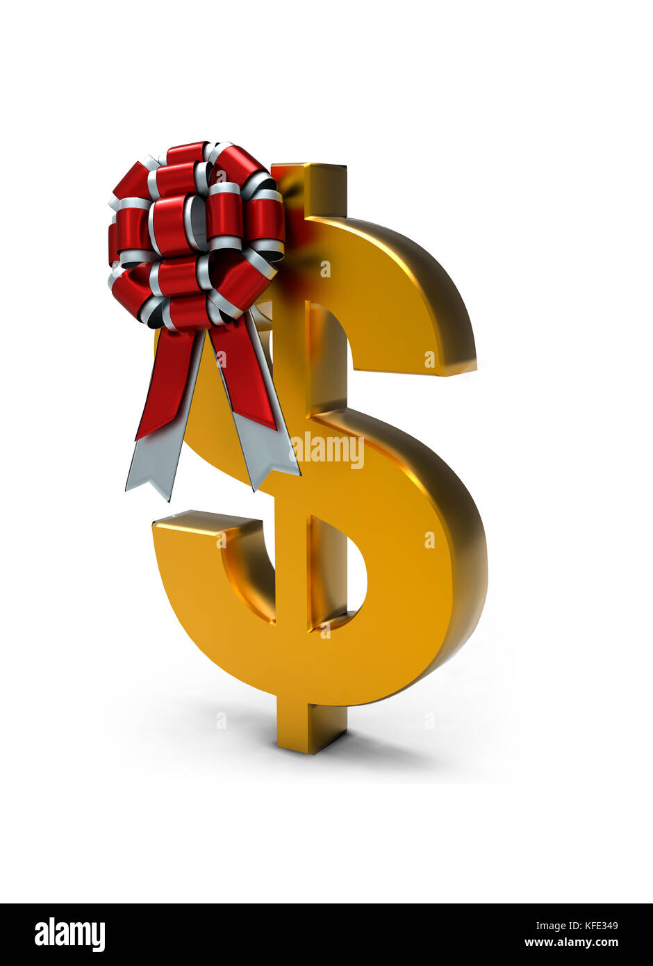 Sign of dollar and ribbon on white isolated background. 3d Stock Photo ...