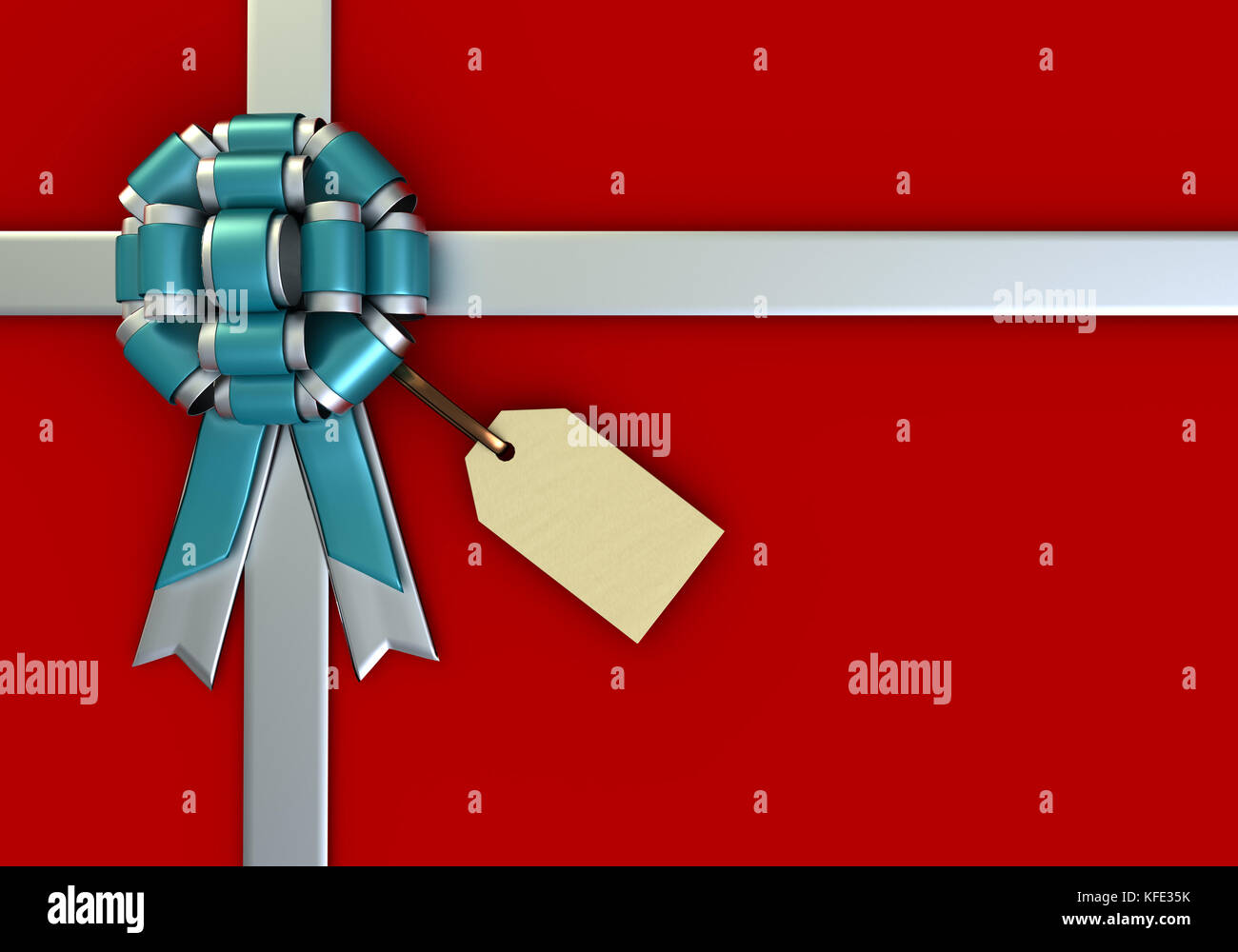 Red Gift Box and a Tag Stock Photo - Alamy