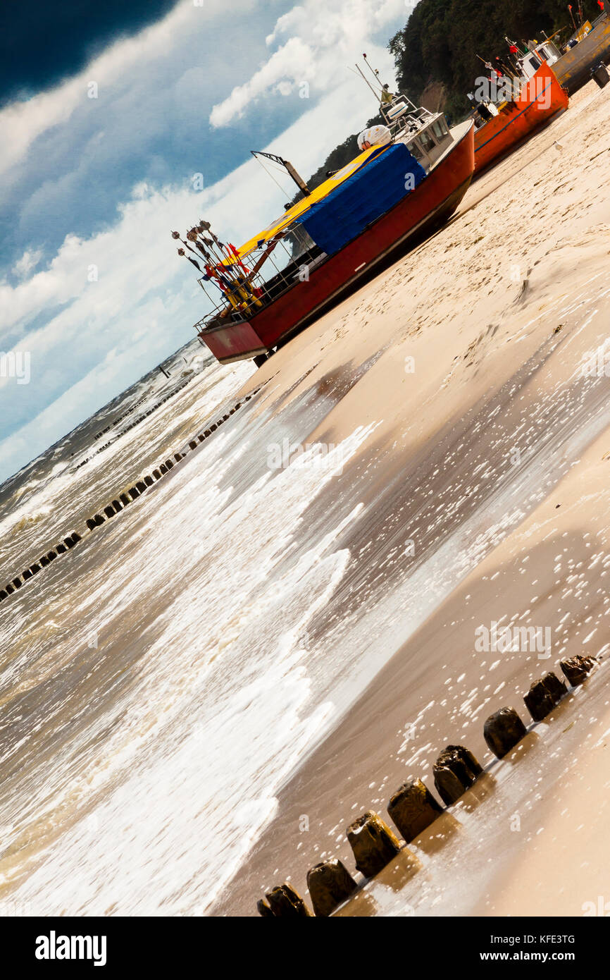 View on sandy beach in Rewal, Poland Stock Photo - Alamy