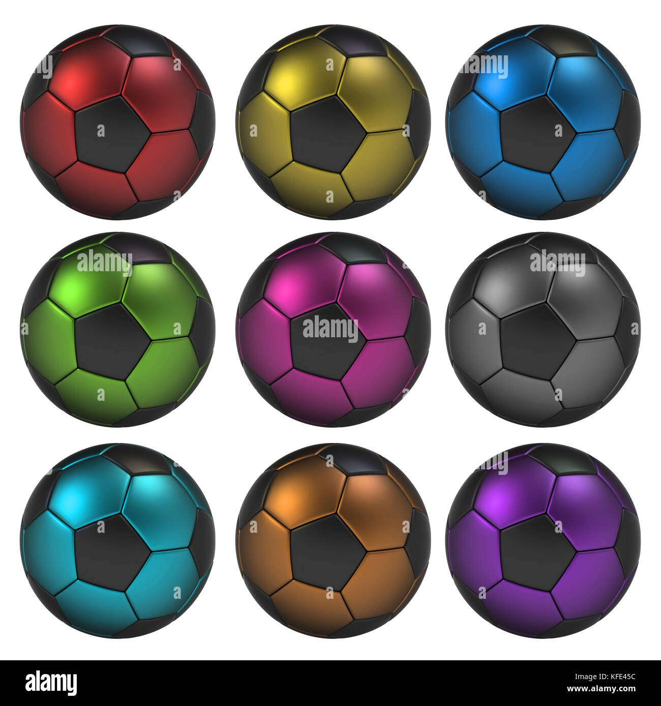 Group of Colored soccer balls isolated on white background Stock Photo ...