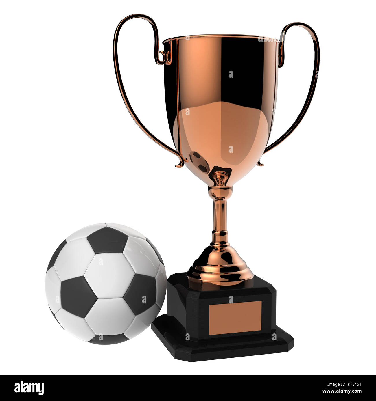 Soccer Copper award trophy isolated on white background with clipping ...