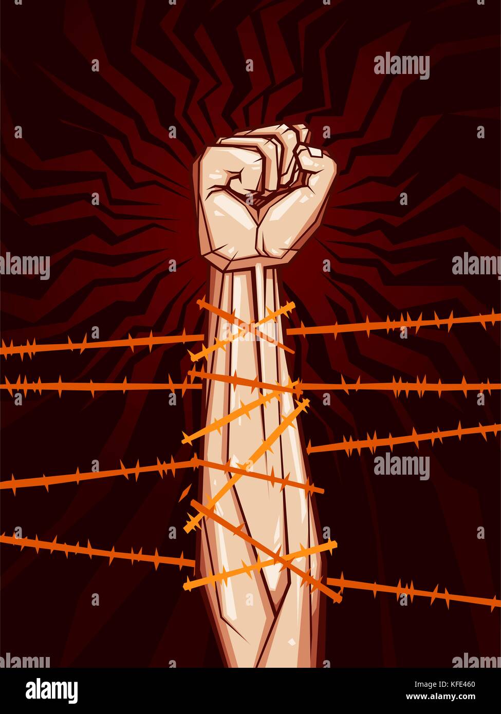 clenched fist vector illustration for resistance and revolution symbol ...