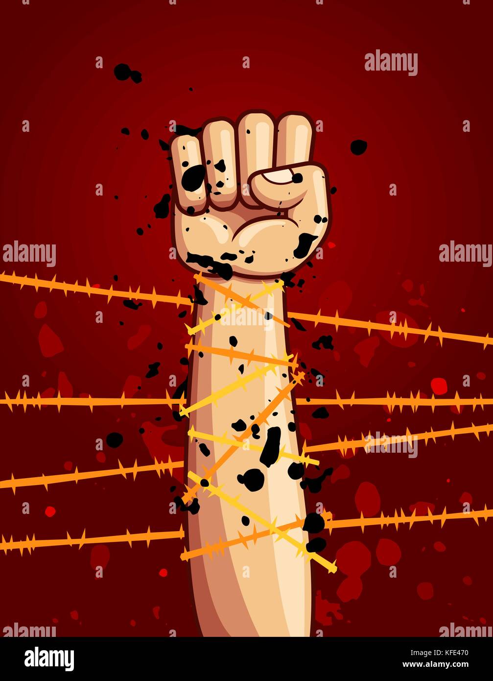 clenched fist vector illustration for resistance and revolution symbol ...