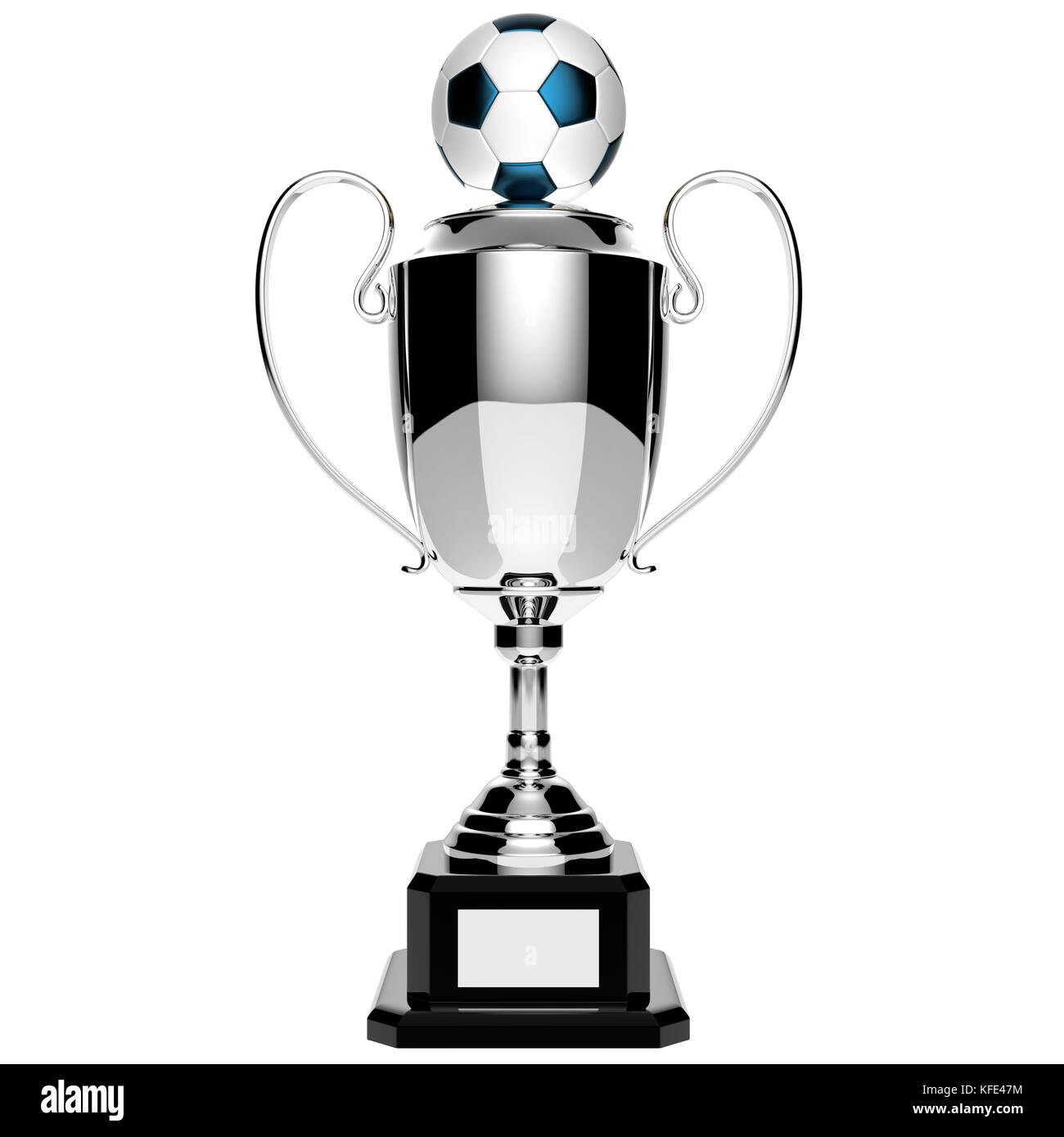 Soccer silver award trophy isolated on white background with clipping ...