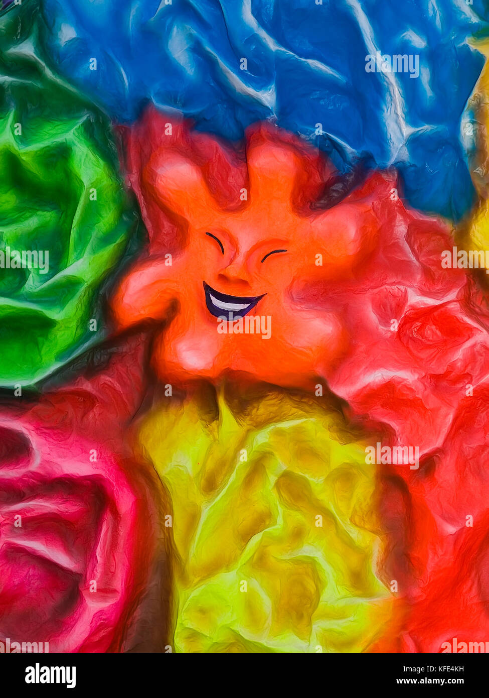 Colourful backdrop image showing a laughing star and a multitude of ...