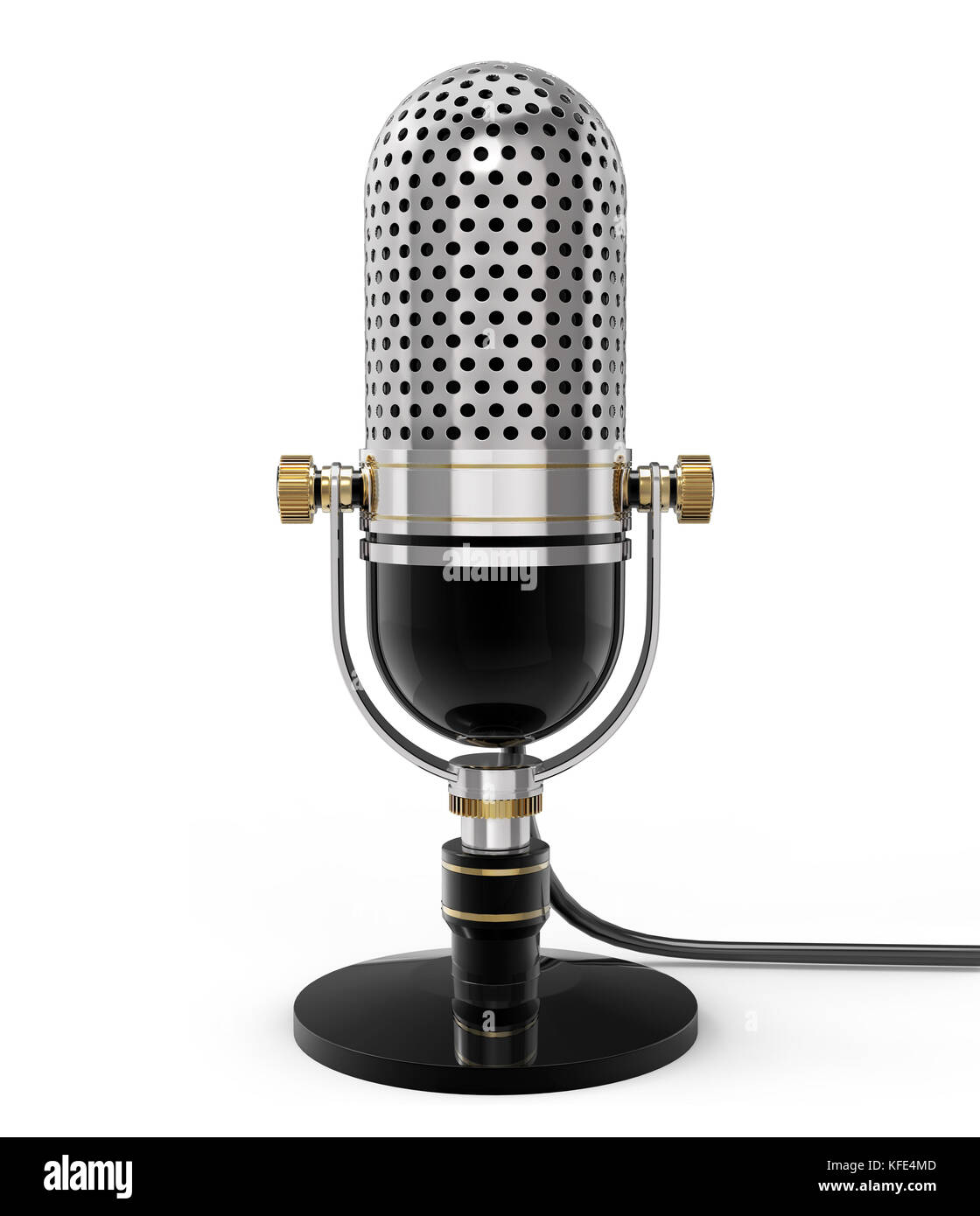 3d Retro microphone (front view). isolated on white with clipping path ...