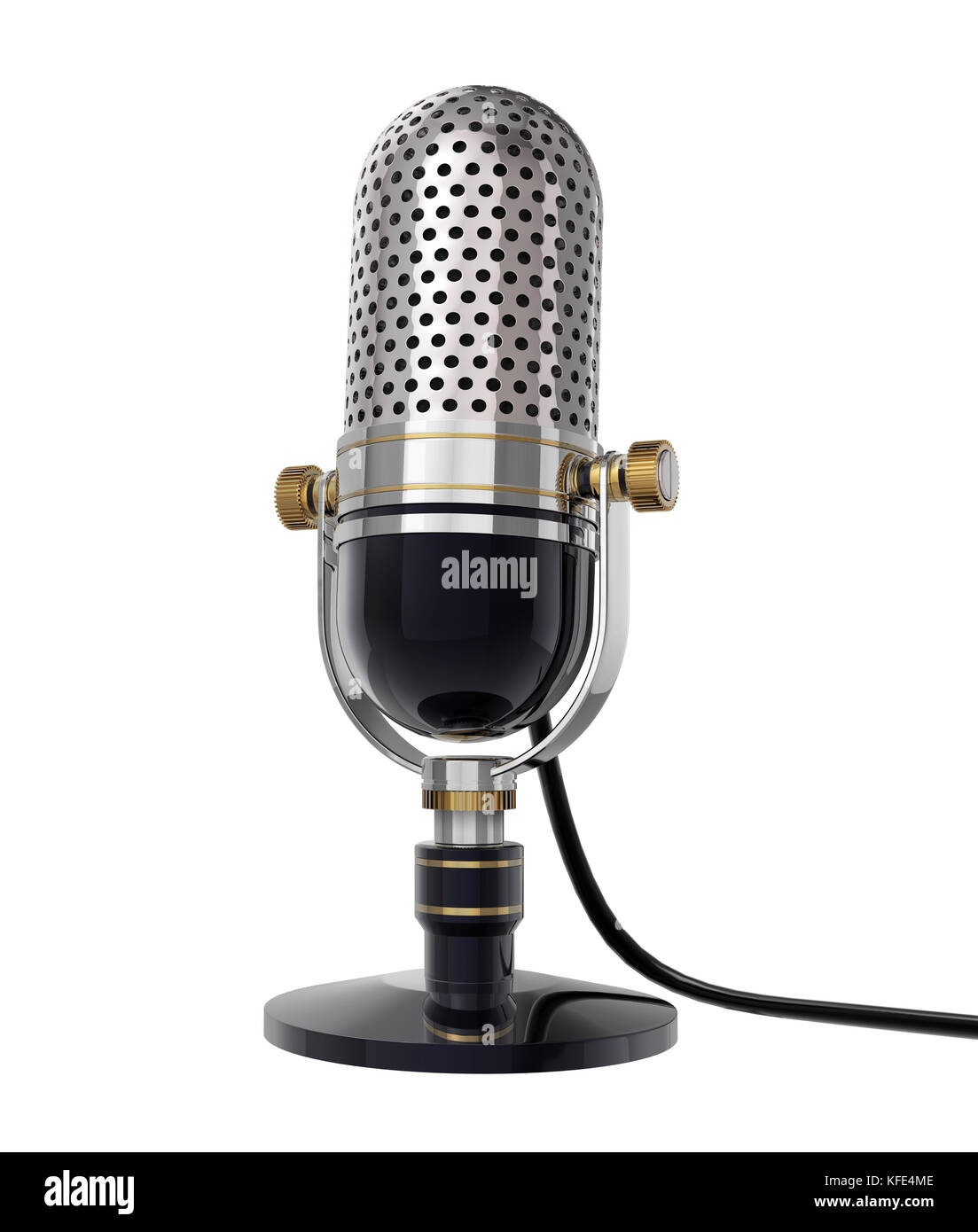 3d Retro microphone (side view). isolated on white with clipping path ...