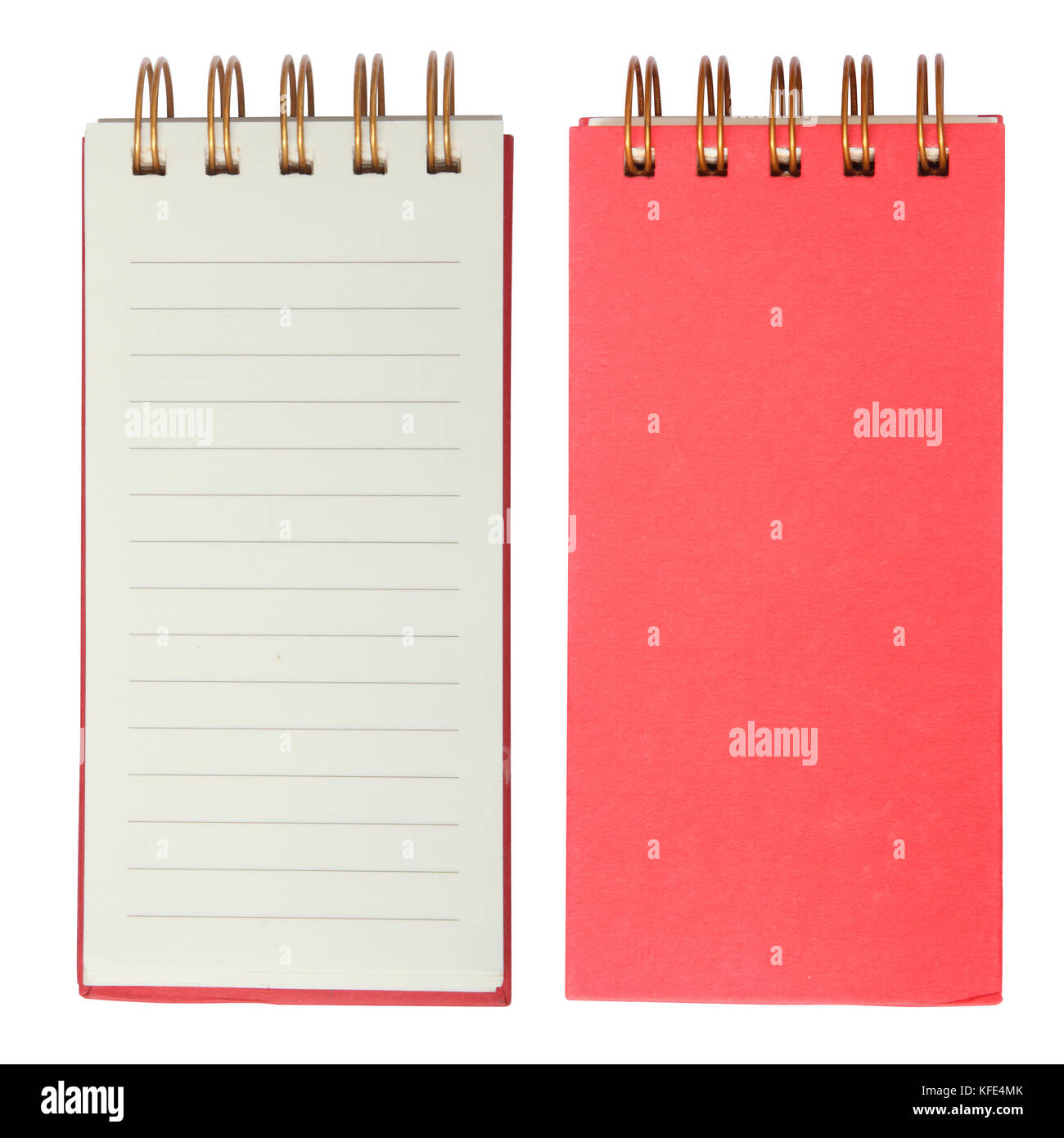 Red Lined notebook isolated on white Stock Photo - Alamy