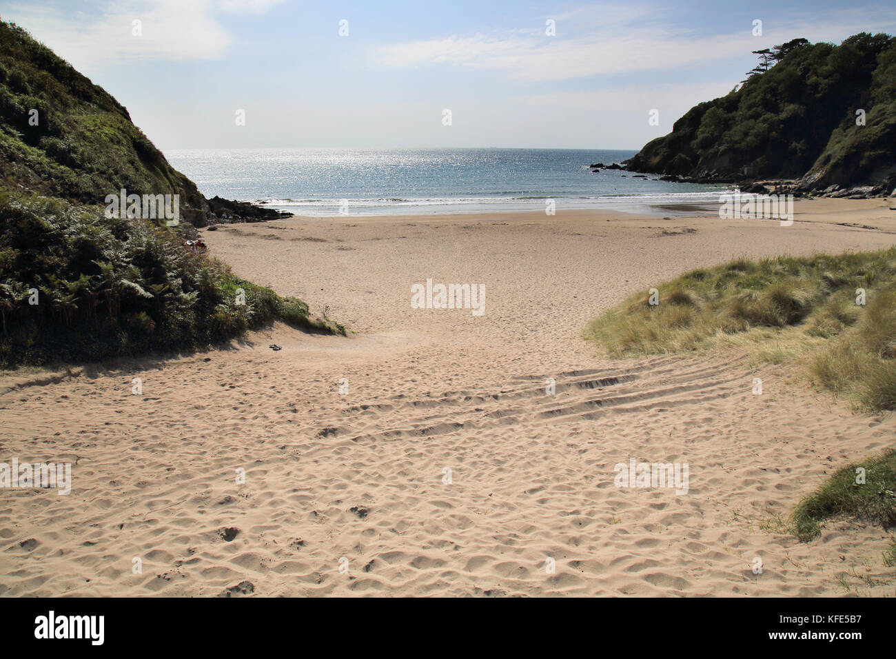 the private beach at mothecombe is only open 3 days a week Stock Photo ...