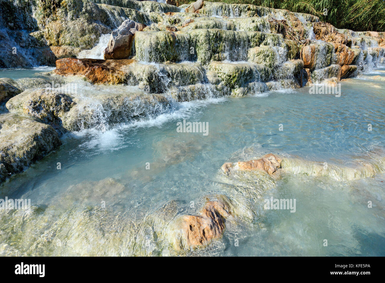 Natural spa with waterfalls and hot springs at Saturnia thermal baths ...