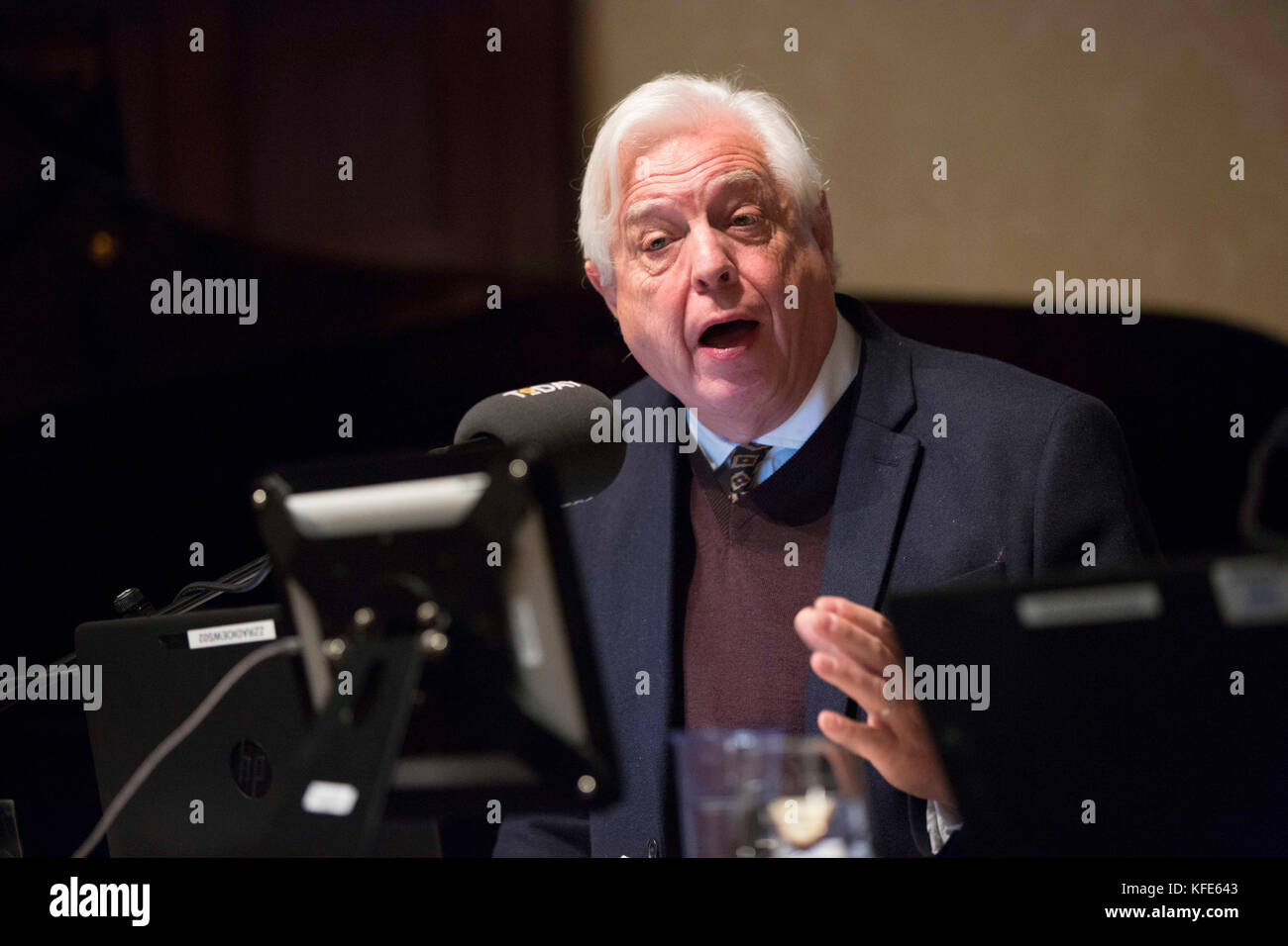 John Simpson during a live broadcast of BBC Radio 4's Today programme ...