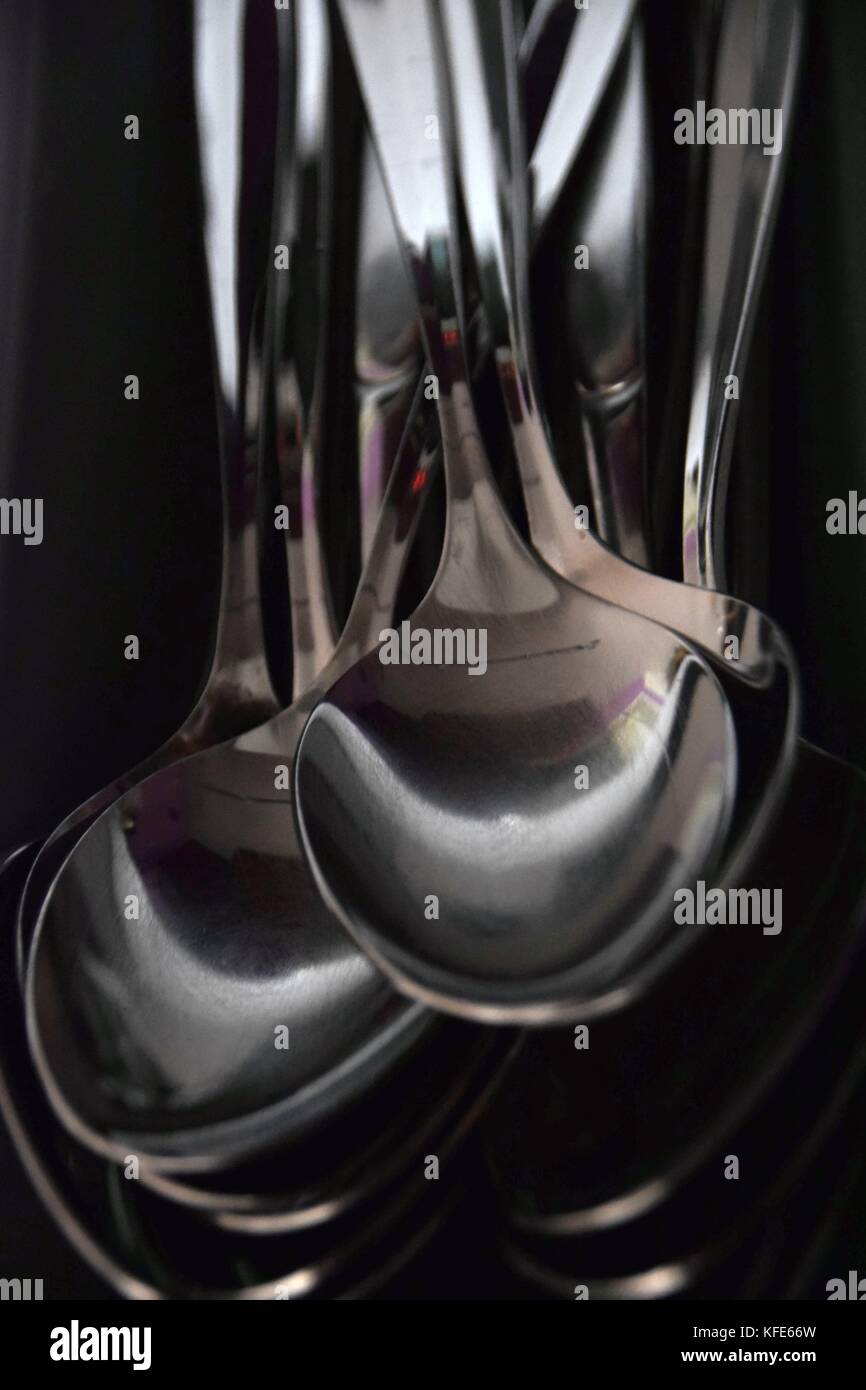 Silver spoons stacked hi-res stock photography and images - Alamy