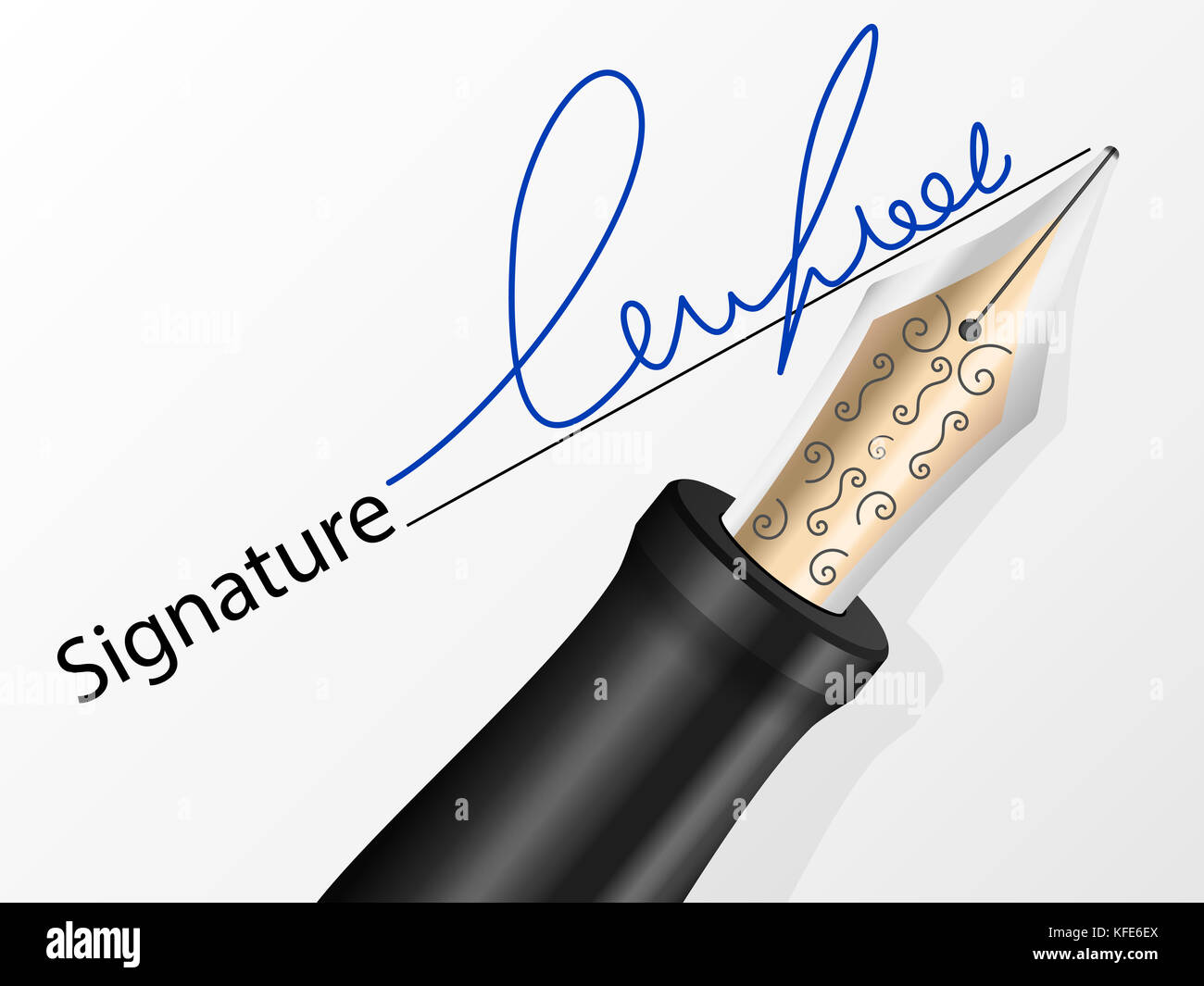 Fountain pen and signature on a sheet Stock Photo - Alamy