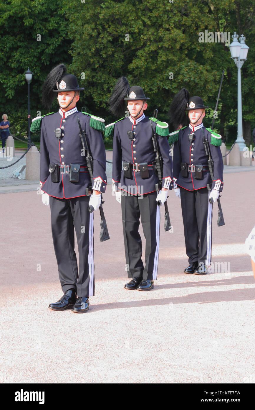 The King's Guard prepare for changing of the guard at the Royal Palace ...