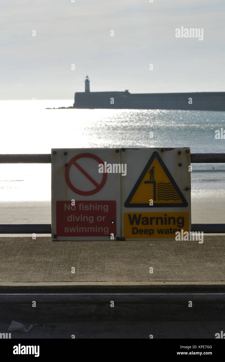No swimming,diving and deep water warning signs Stock Photo - Alamy