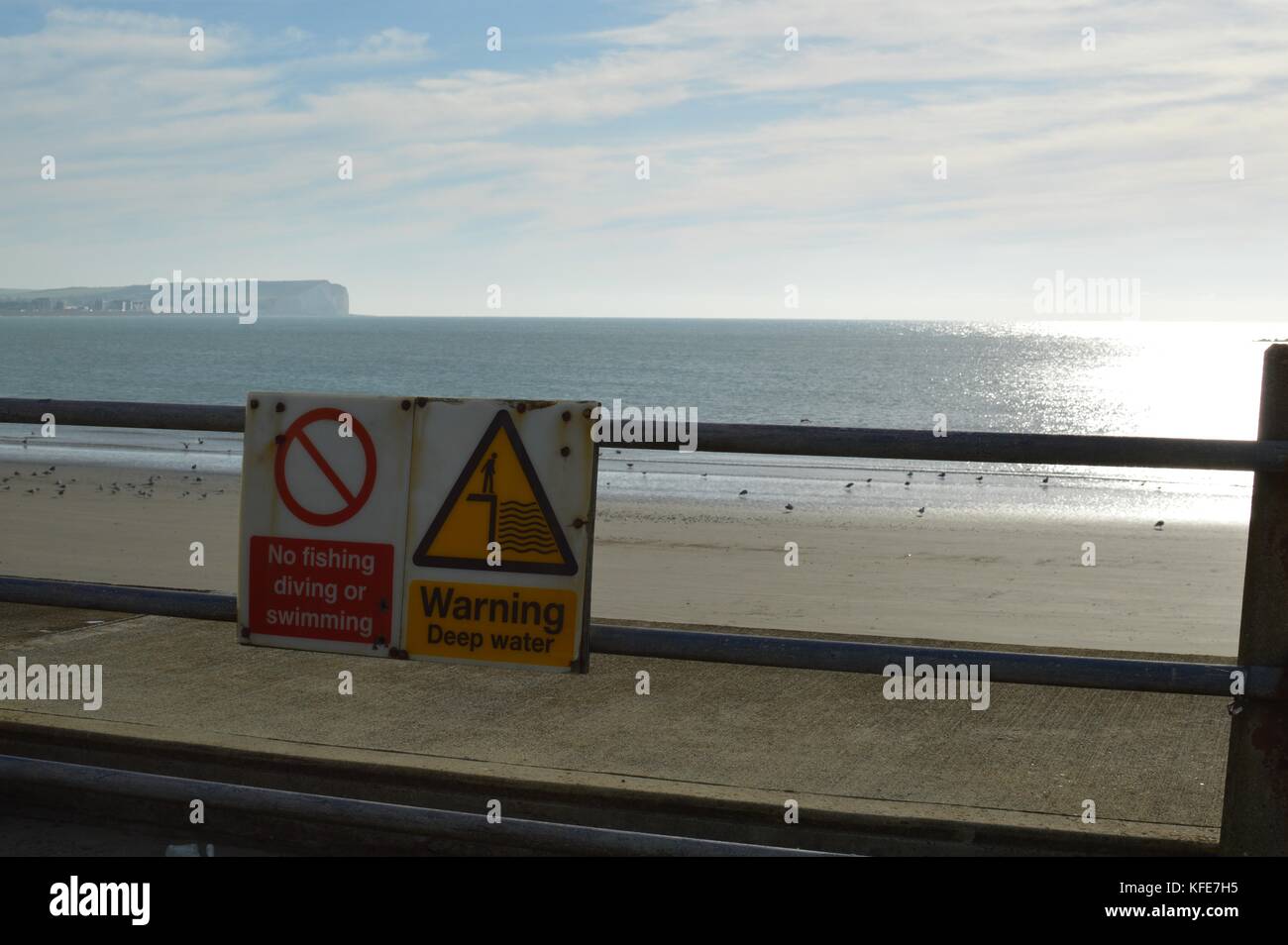 No swimming,diving and deep water warning signs Stock Photo - Alamy