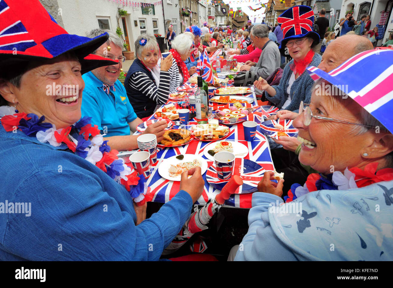 Jubilee street party, Beer, Devon Stock Photo - Alamy