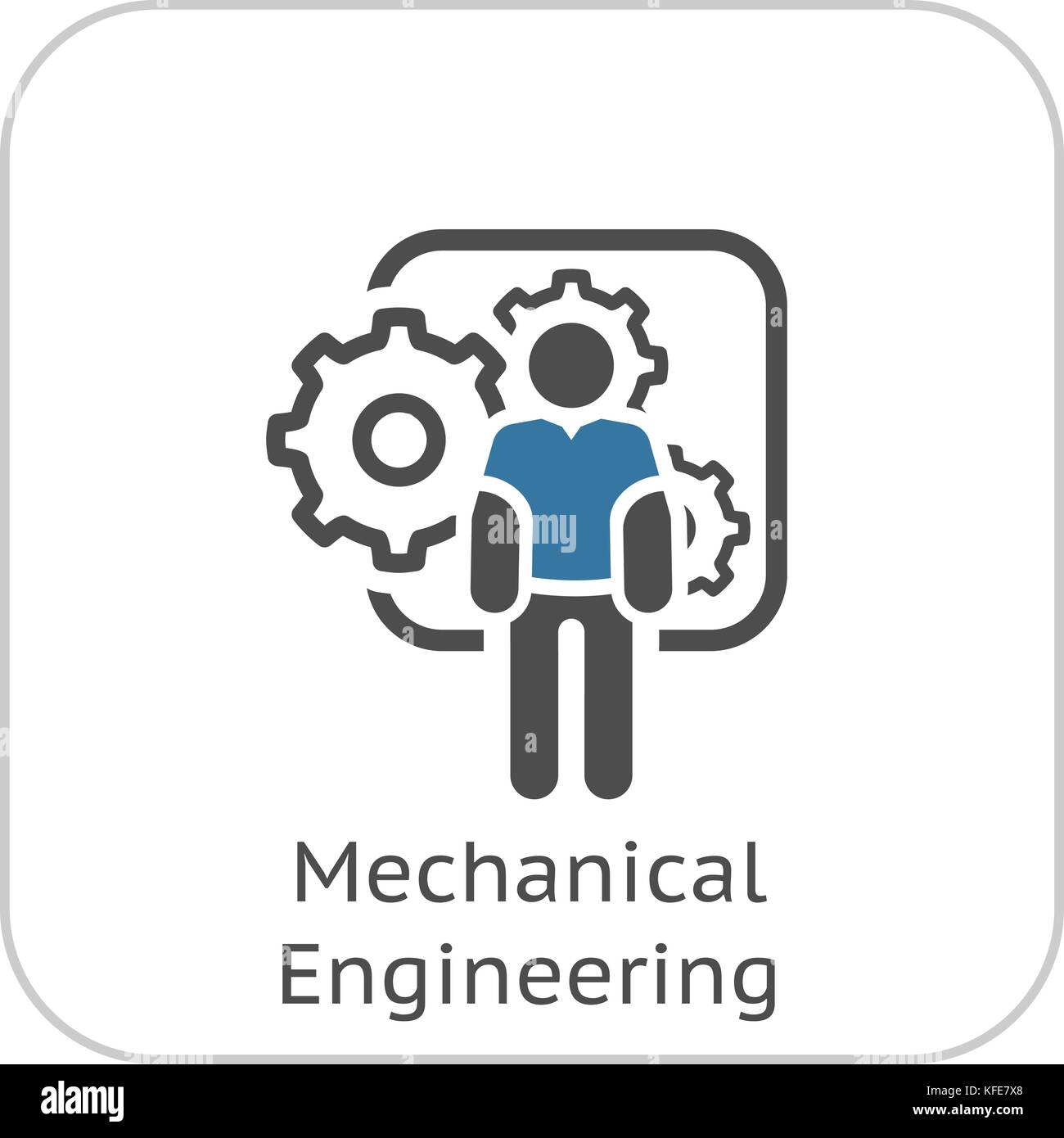 Mechanical Engineering Icon. Man and Gears. Development Symbol Stock ...