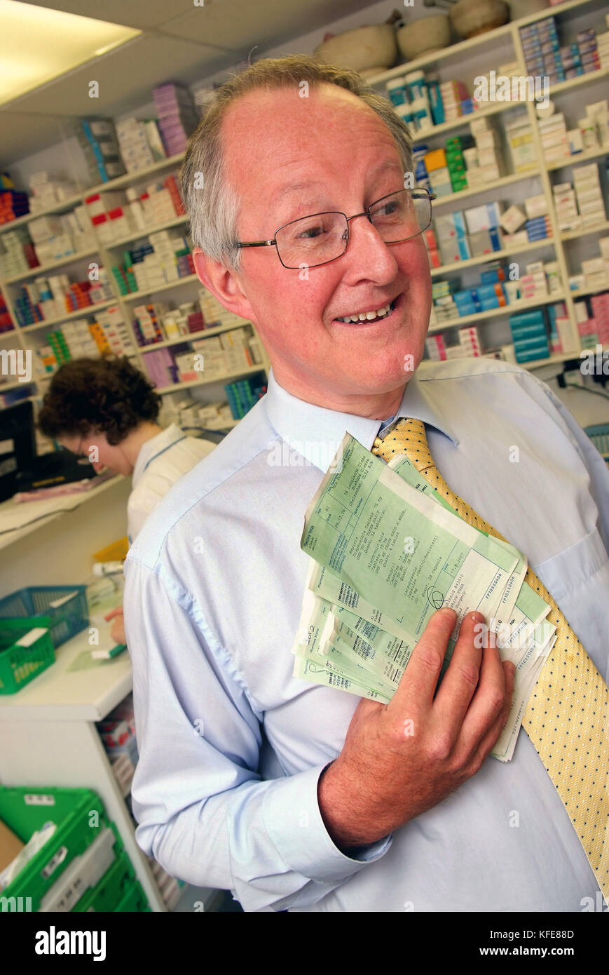 Pharmacy dispenser Chris Badham Stock Photo - Alamy