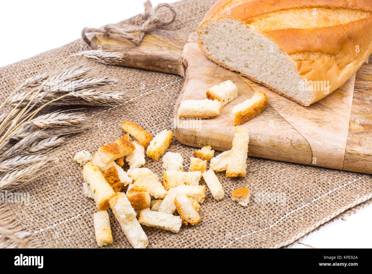 Crackers small fried from white bread Stock Photo - Alamy