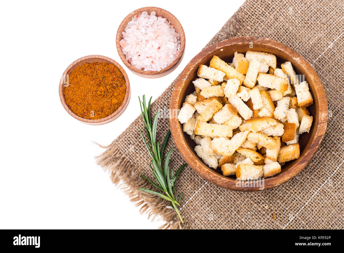 Crackers small fried from white bread Stock Photo - Alamy